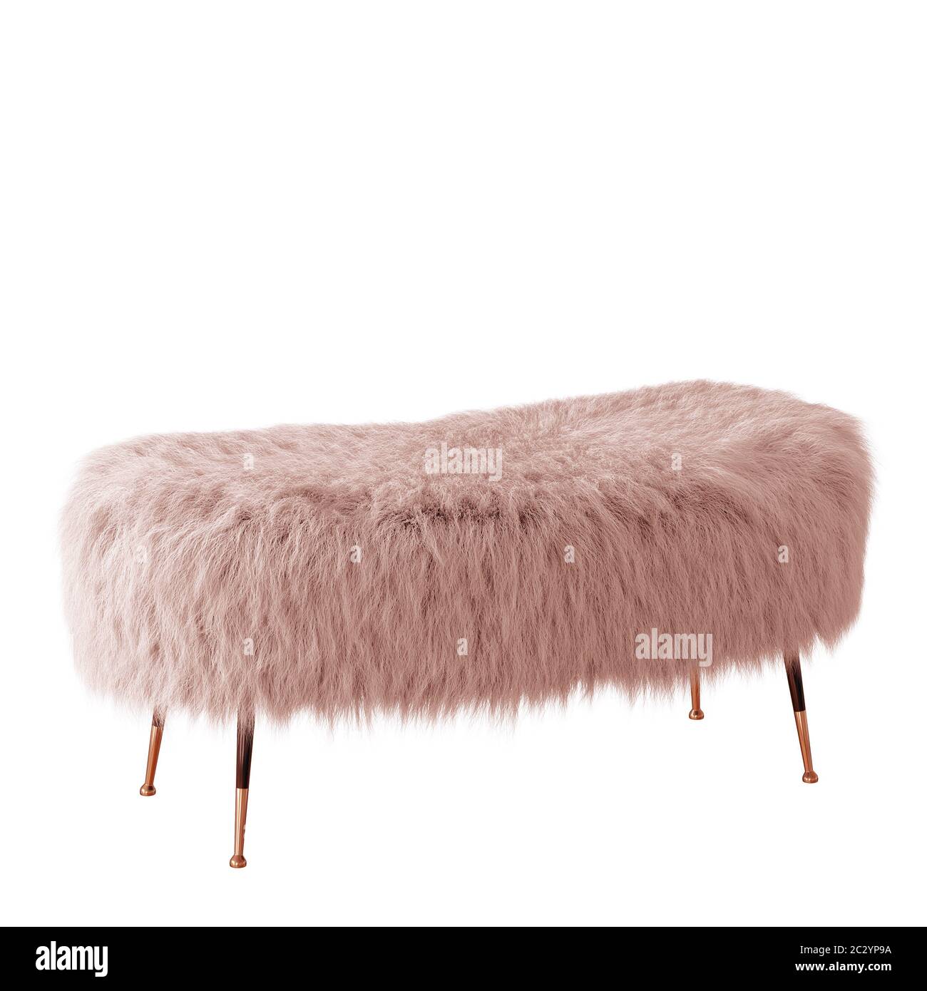 Beautiful peach colour fluffy bench made of wool on an isolated ...
