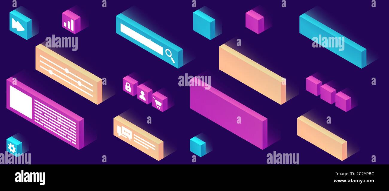 Website constructor isometric icon set vector illustration. 3d ...