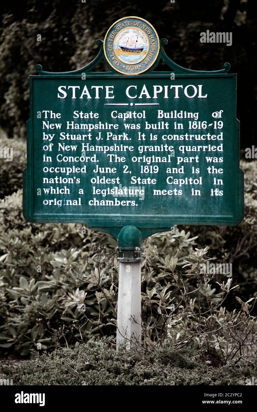 State Capitol History Plaque, Concord, New Hampshire, New England, USA ...