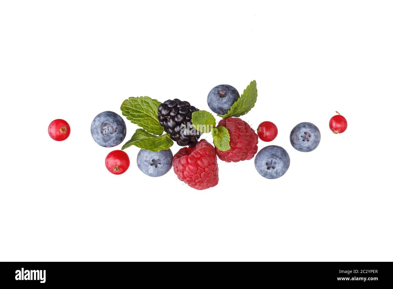 Mix of different berries isolated on white background Stock Photo - Alamy