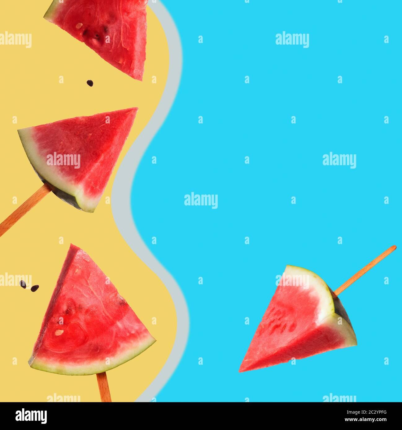 Slice of watermelon with splash of pink juice Stock Photo - Alamy