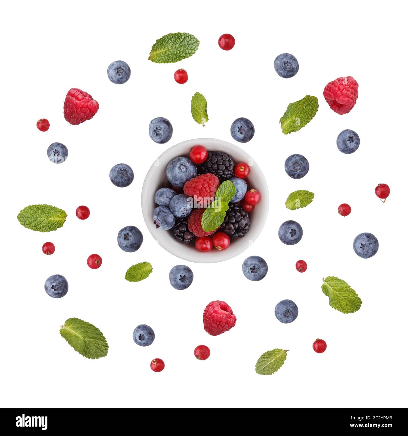 Mix of different berries isolated on white background Stock Photo - Alamy