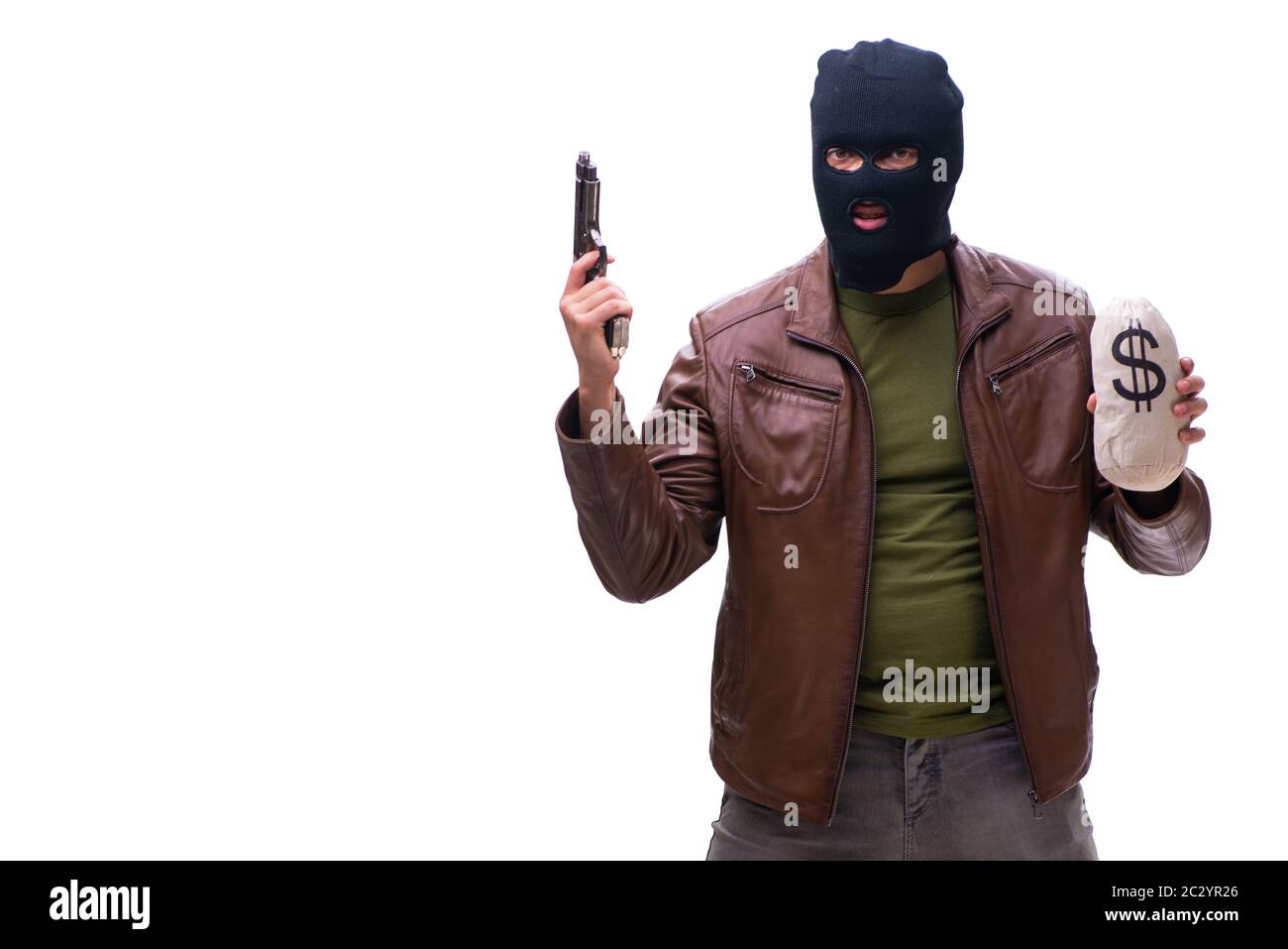 Robber wearing balaclava isolated on white background Stock Photo - Alamy