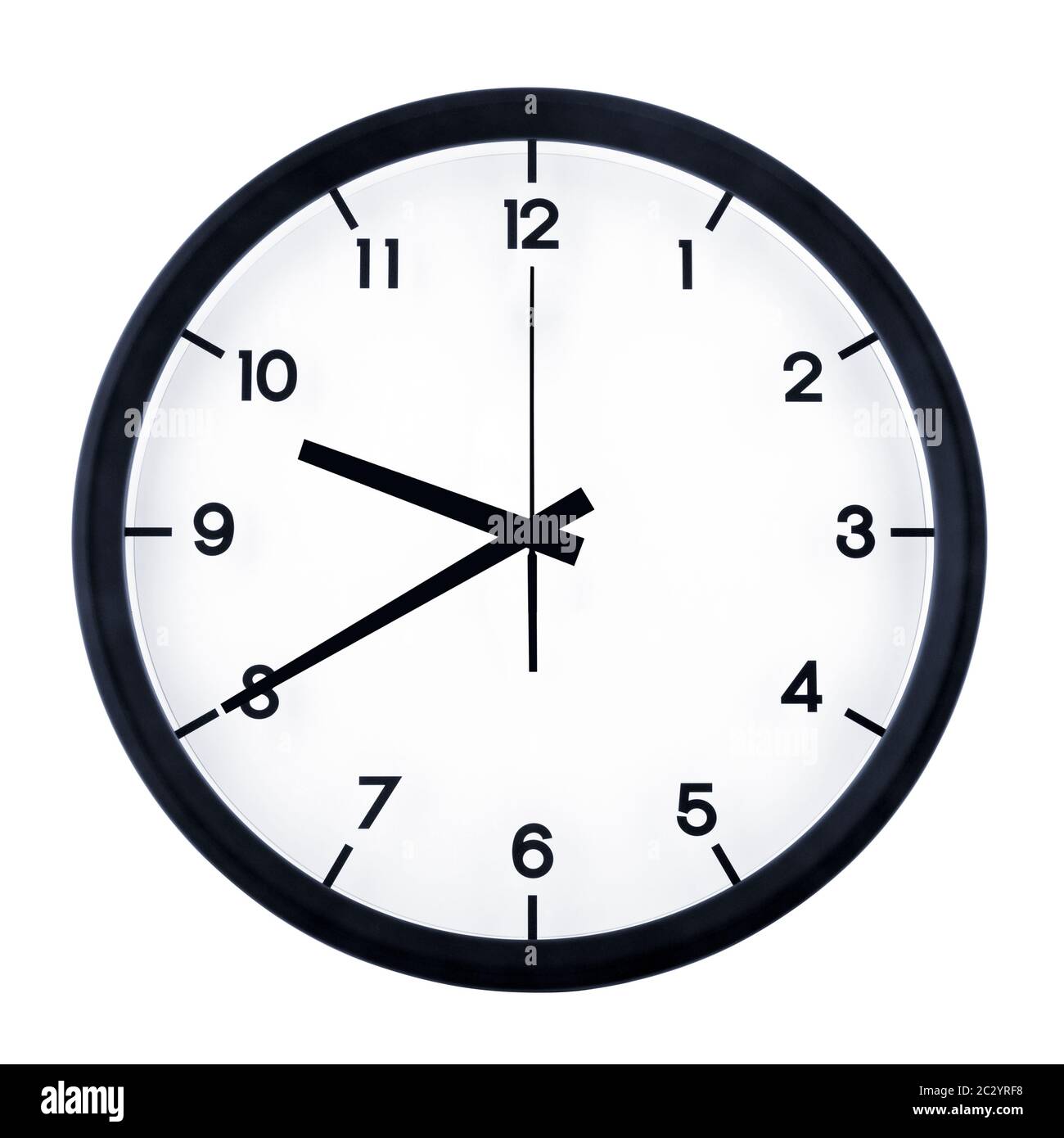 Classic analog clock pointing at nine forty, isolated on white ...