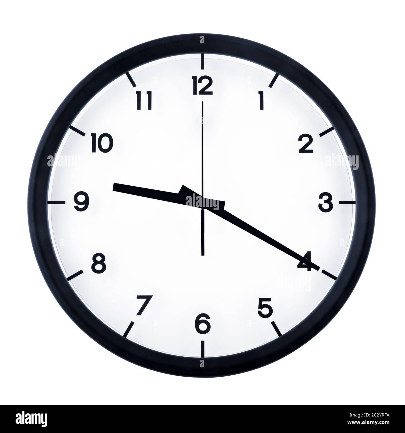 Classic analog clock pointing at nine twenty, isolated on white ...