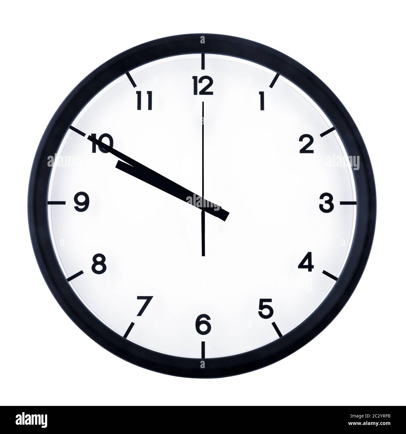 Classic analog clock pointing at nine fifty, isolated on white ...
