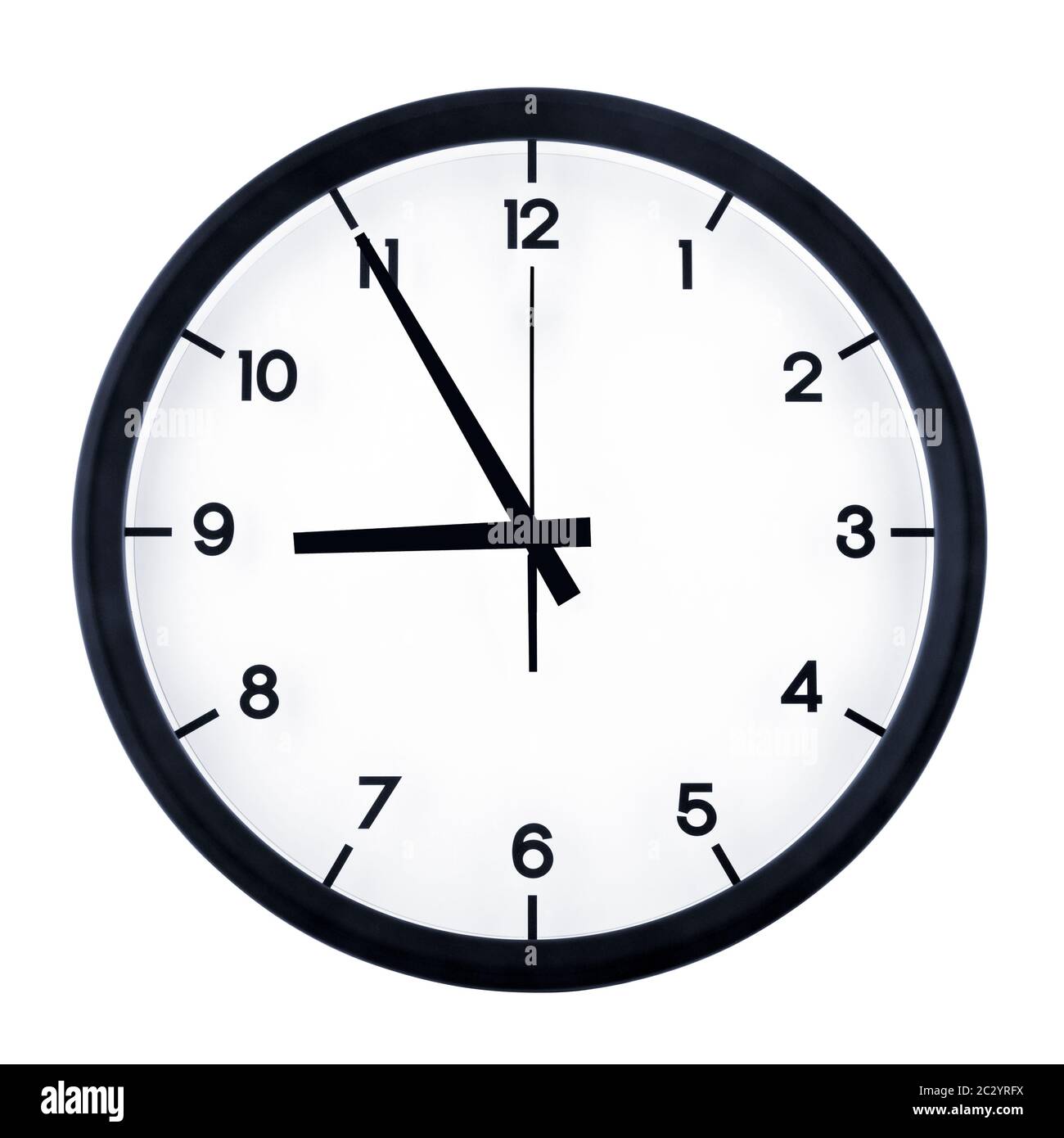 Classic analog clock pointing at eight fifty five, isolated on white ...