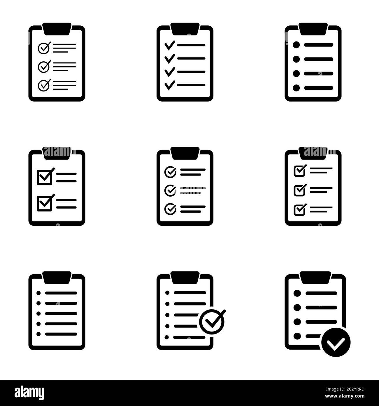 Set of clipboard with checklist icons, symbol for web site and app ...