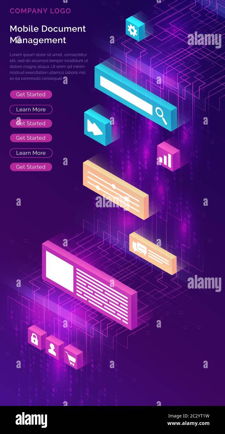 Document manager business concept vector isometric illustration. Data ...