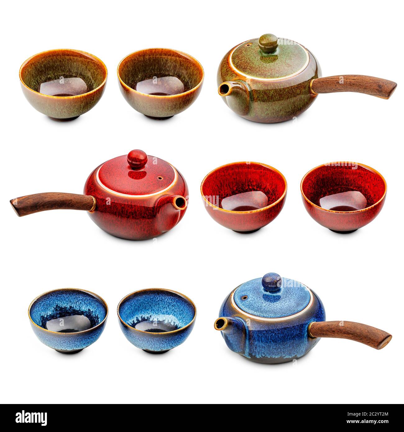 Design set with group of various japanese teapots and cups Stock Photo ...