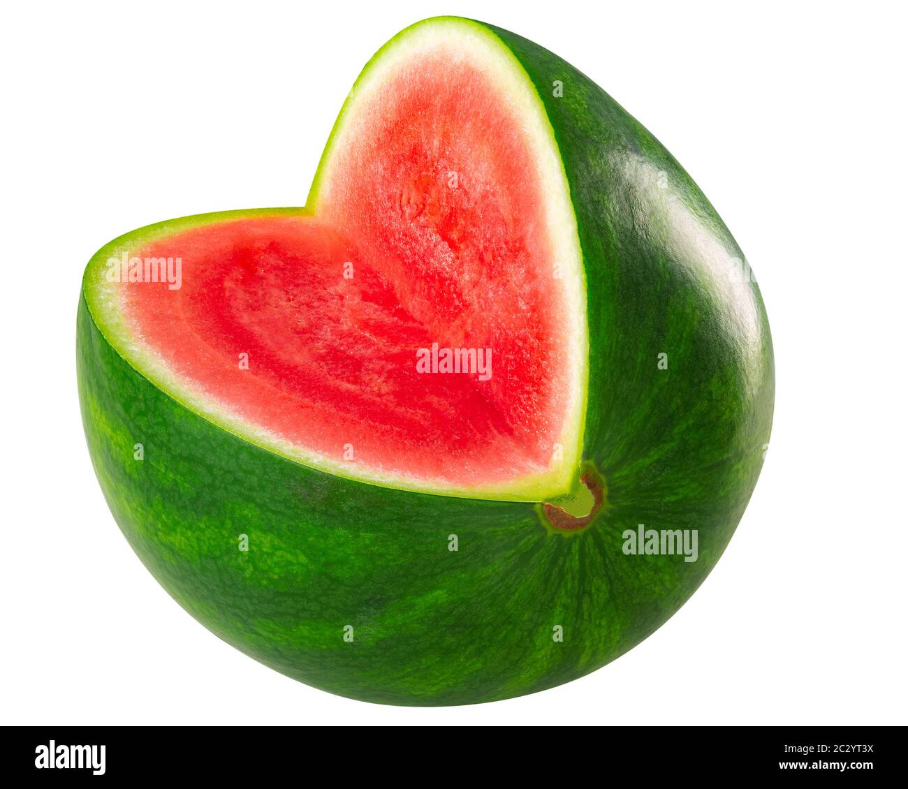 Watermelon (Citrullus lanatus pepo fruit), meat exposed, one quarter ...