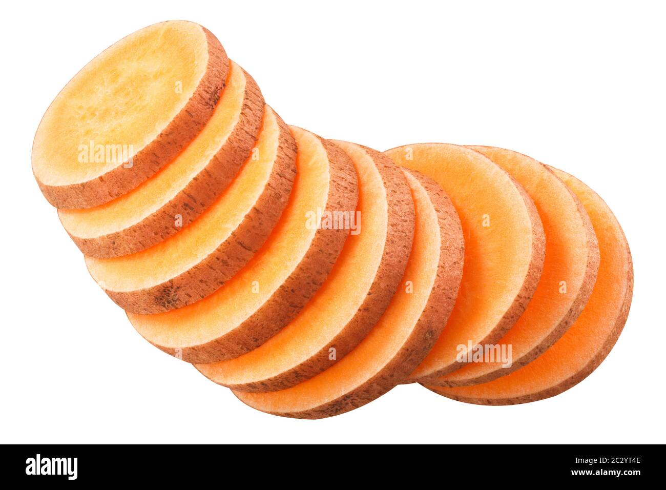 Sweet potato (Ipomoea batatas tuberous root) sliced, isolated Stock ...