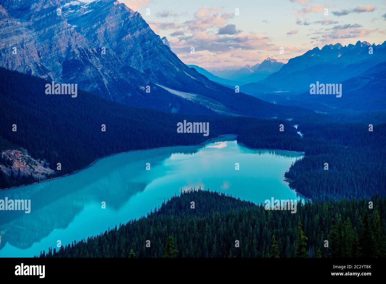 Scenic landscape of Banff National Park at dusk, Banff, Alberta, Canada ...