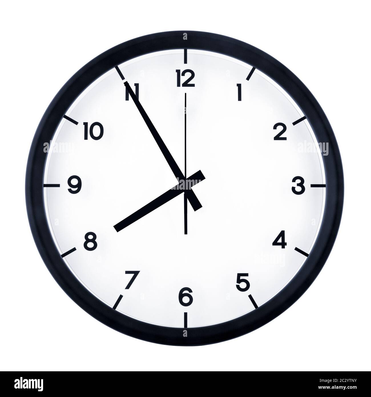 Classic analog clock pointing at seven fifty five, isolated on white ...