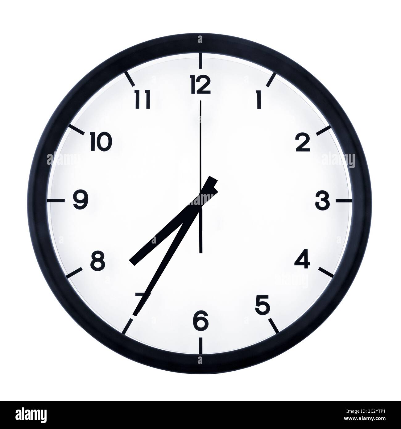 Classic analog clock pointing at seven thirty five, isolated on white ...
