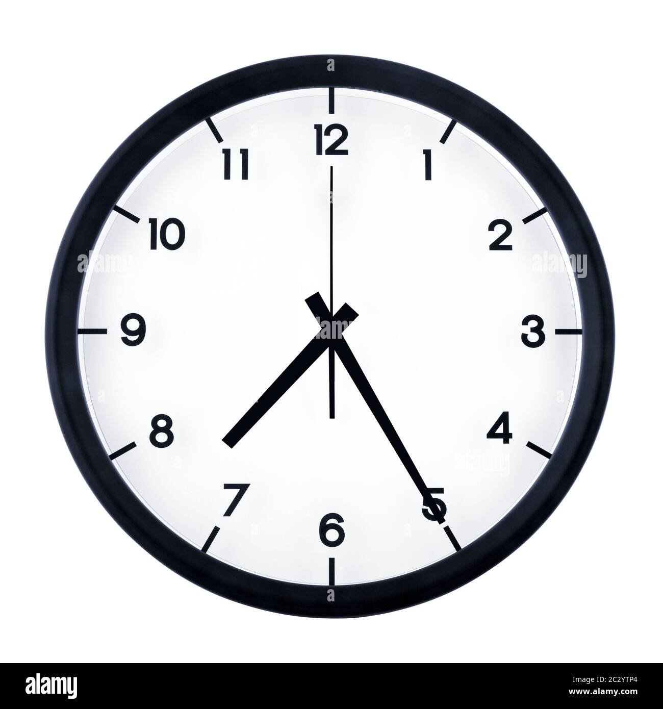 Classic analog clock pointing at seven twenty five, isolated on white ...