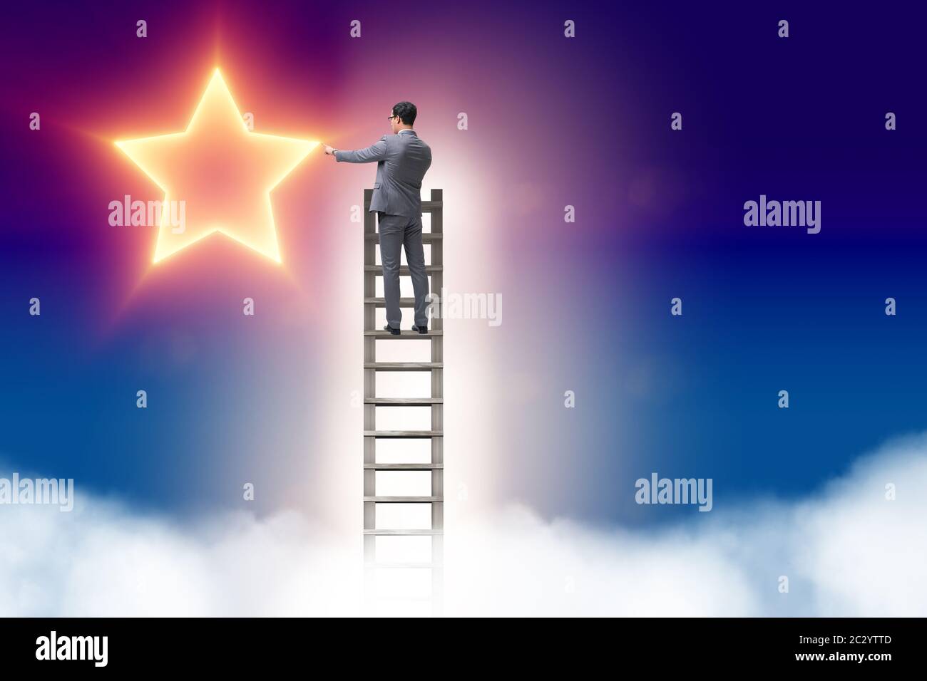 Businessman reaching out for stars Stock Photo - Alamy