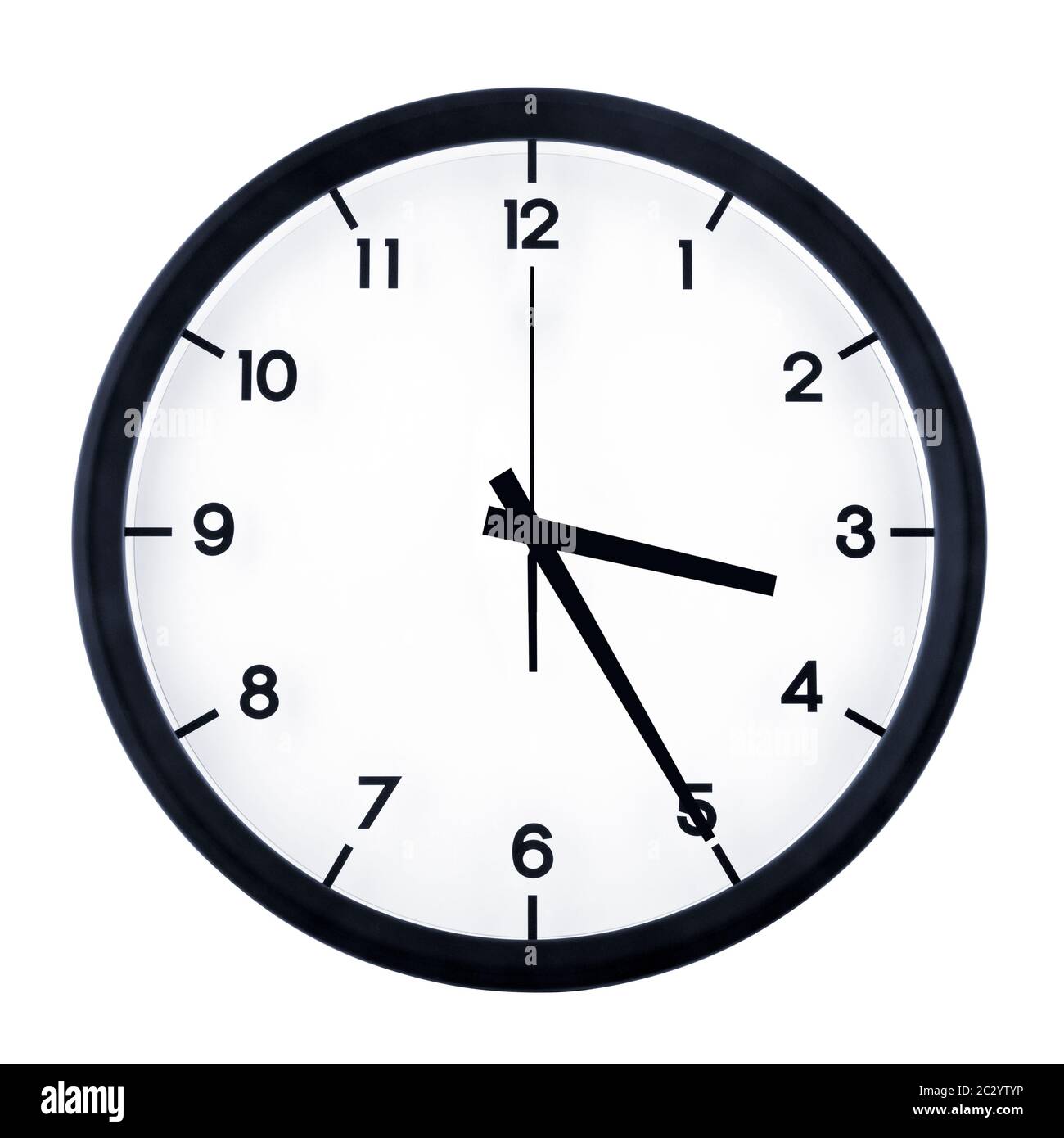 Classic analog clock pointing at three twenty five, isolated on white ...