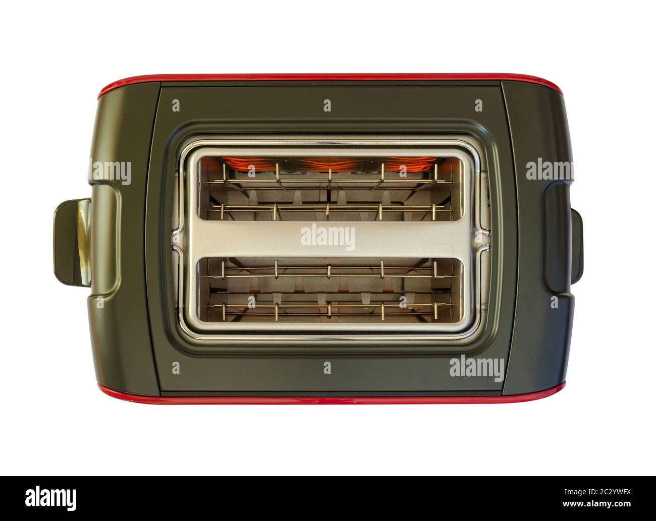 Turned on toaster isolated on white background - shot from above Stock ...