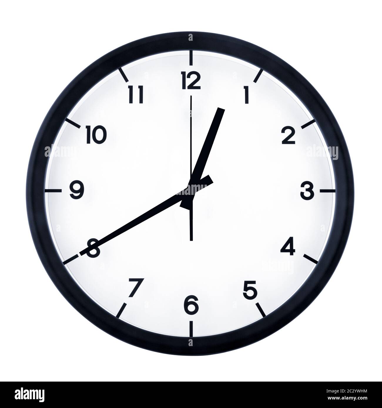 Classic analog clock pointing at twelve forty, isolated on white ...