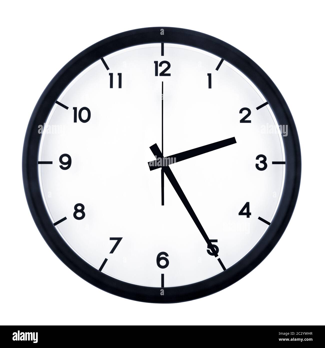 Classic analog clock pointing at two twenty five, isolated on white ...