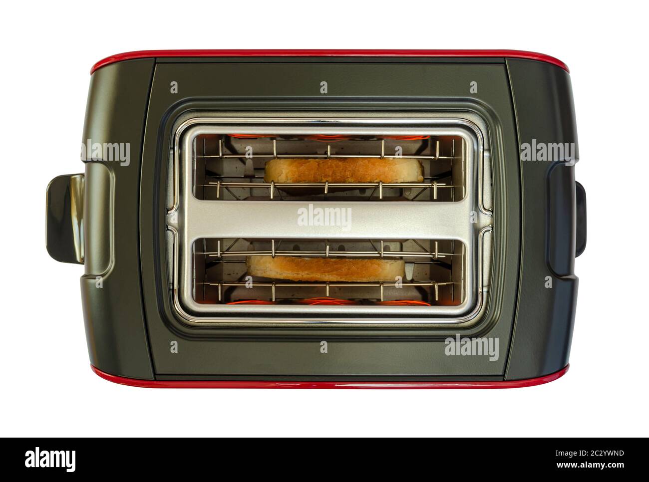 Toaster with two pieces of bread, isolated on white background - shot ...