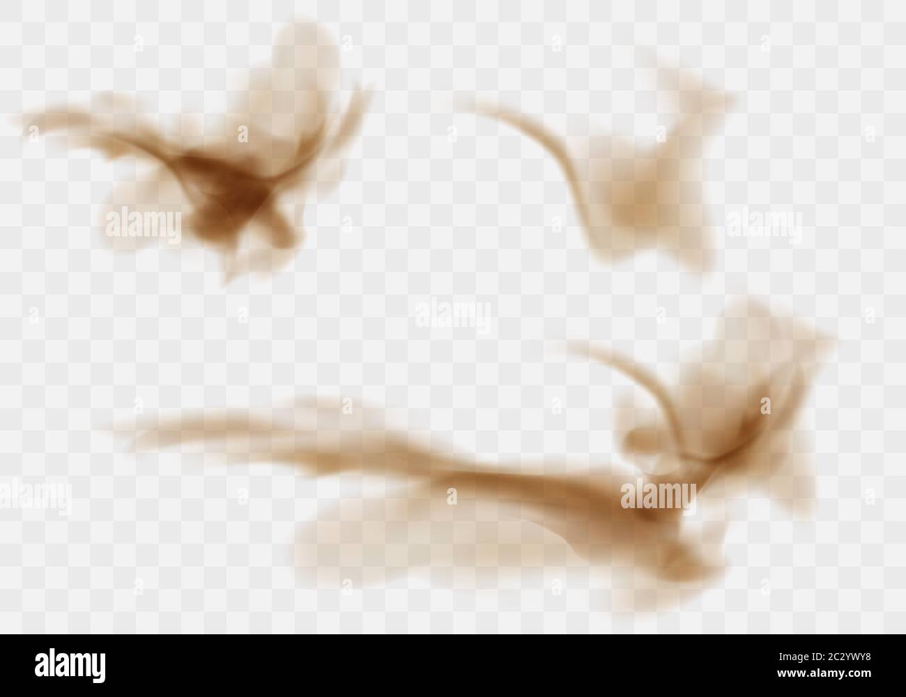 Desert sandstorm set, brown dusty clouds or dry sand flying with gust ...