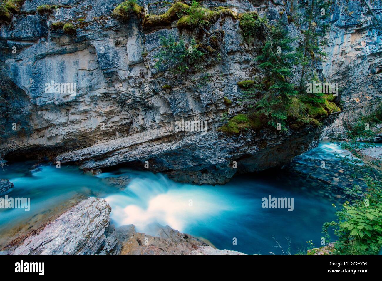 Scenic view of waterfall, Banff, Alberta, Canada Stock Photo - Alamy