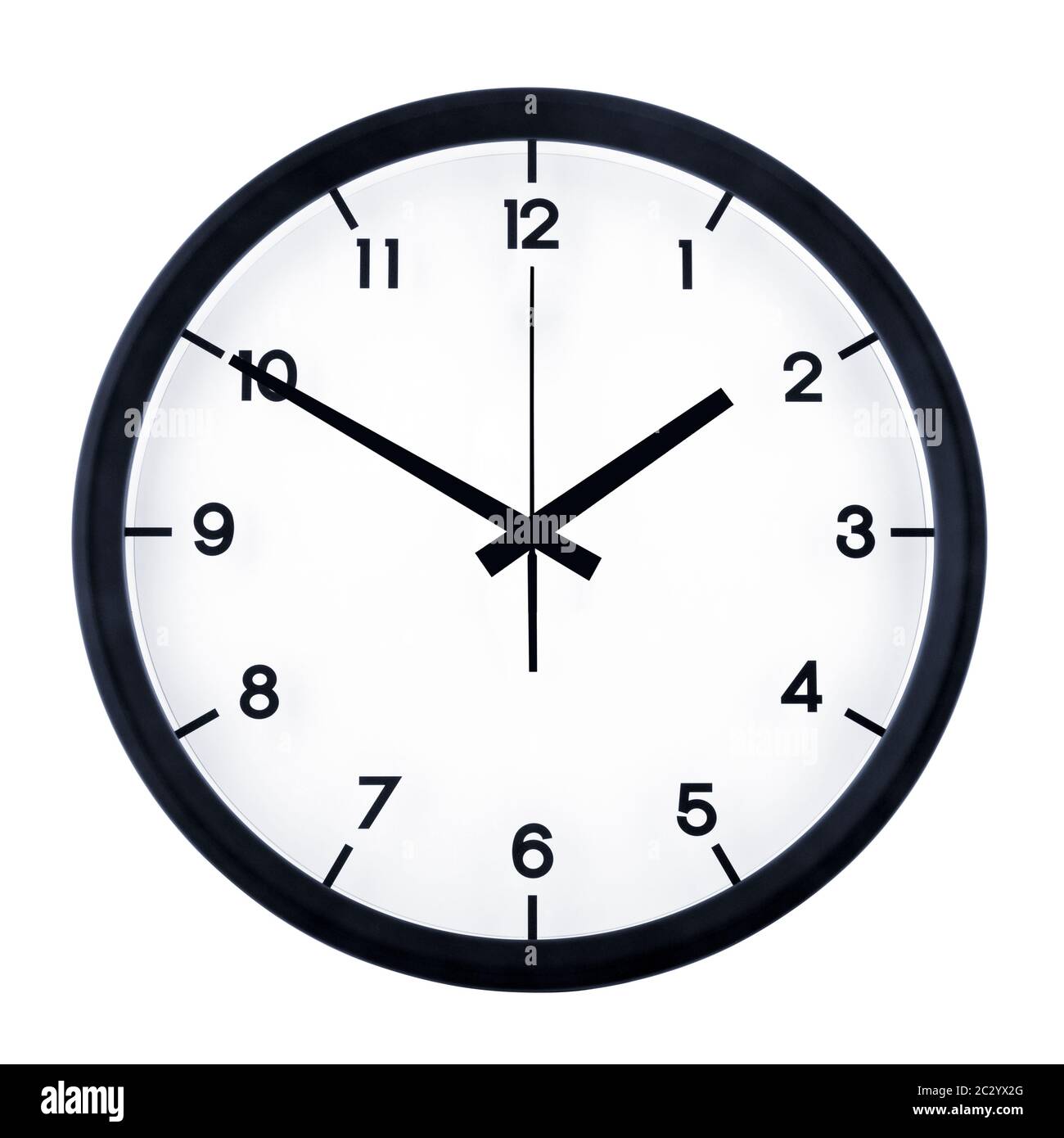 Classic analog clock pointing at one fifty, isolated on white ...
