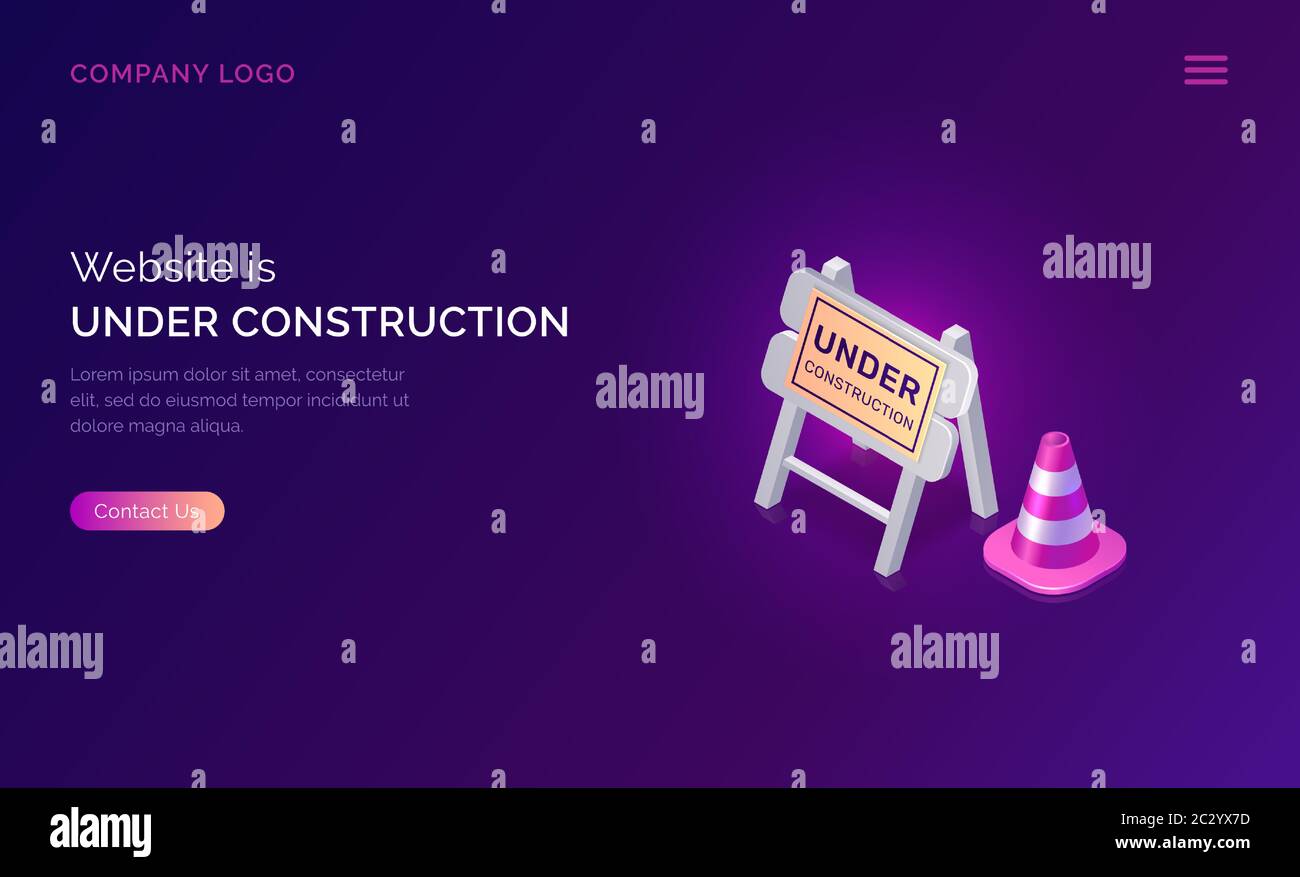 Website under construction, maintenance work or error page isometric ...