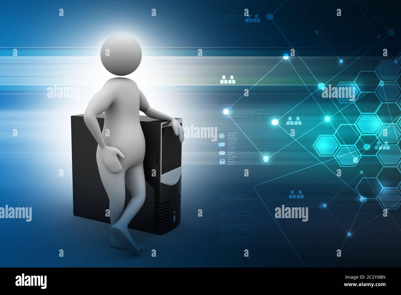 3d man with cpu in color background Stock Photo - Alamy