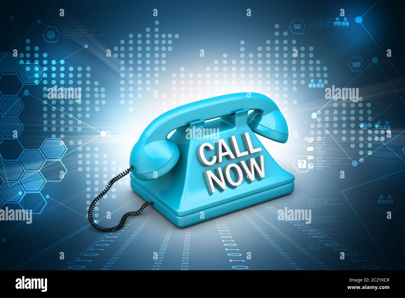 Old land phone with call now lettering in color background Stock Photo ...