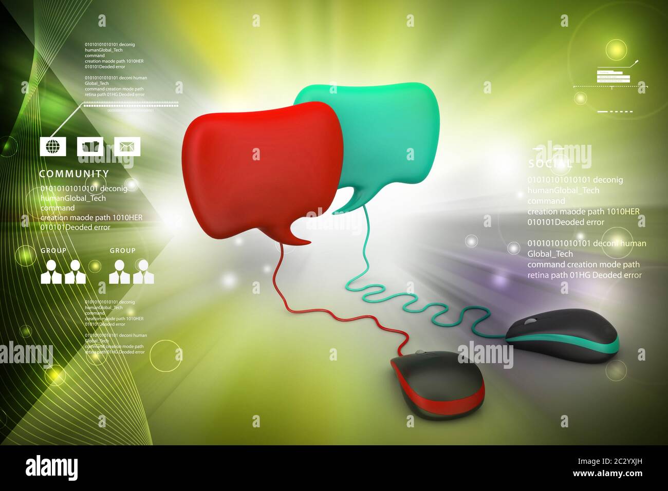 Dialog box with mouse in color background Stock Photo - Alamy