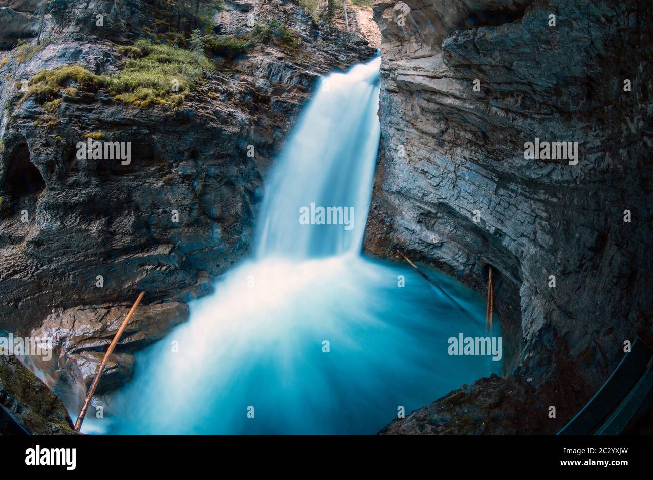 Scenic view of waterfall, Banff, Alberta, Canada Stock Photo - Alamy