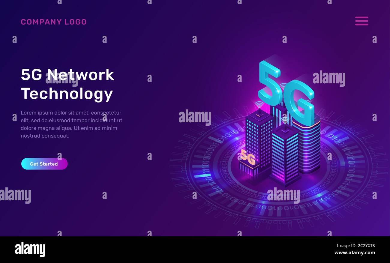 5G network technology, isometric concept vector illustration. Smart ...