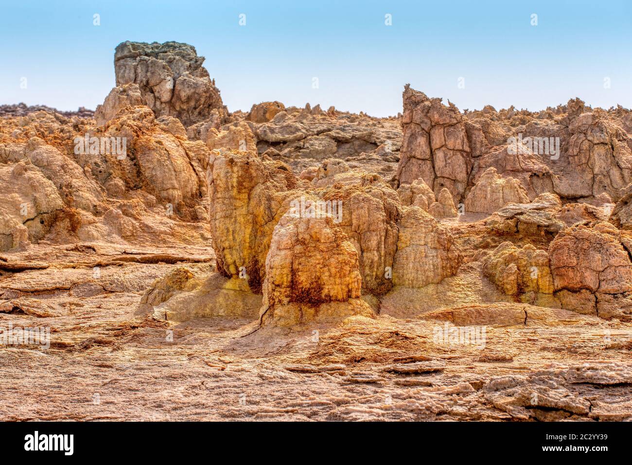 Dallol desert situated in the Afar Triangle with extreme temperature ...