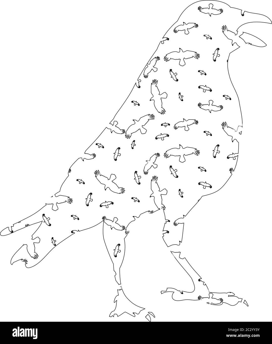 vector, silhouette ravens sketch, outlines Stock Vector Image & Art - Alamy