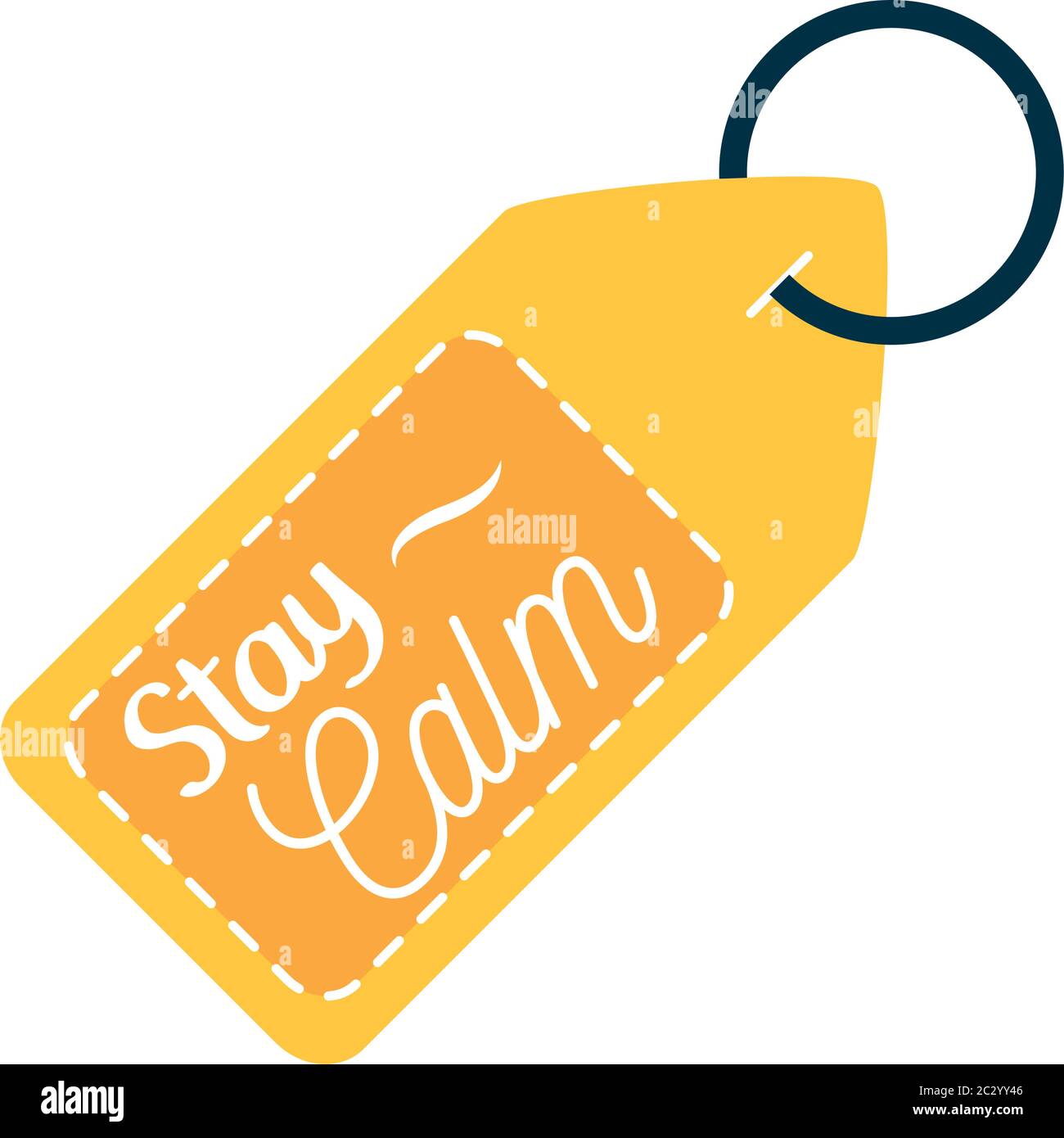 key tag with stay calm lettering design over white background, vector ...