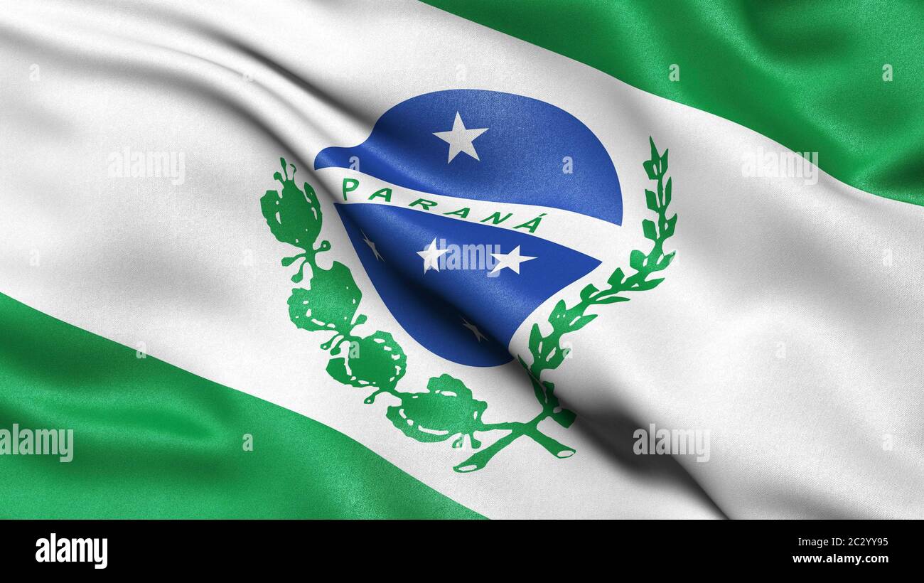 Flag of the state of Parana, Brazil, South America, 3D illustration ...
