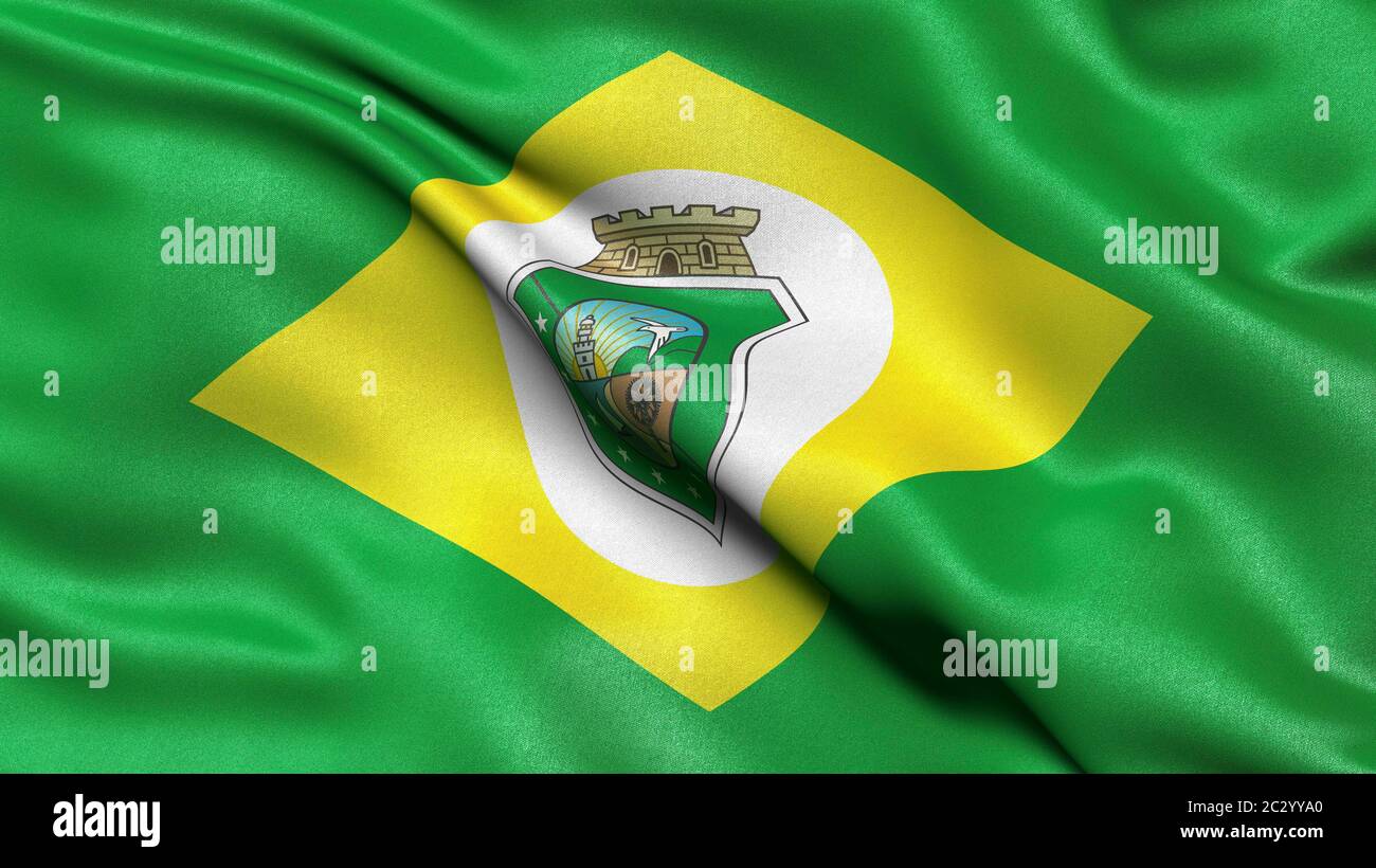 Flag of Ceara State, Brazil, South America, 3D illustration Stock Photo ...
