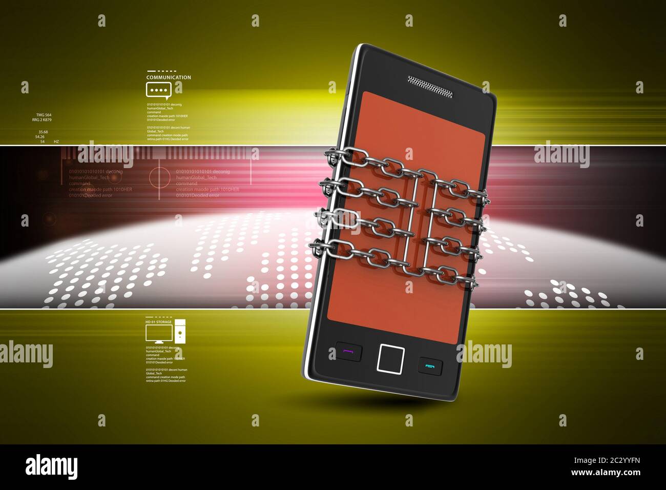 Smart phone with protection in color background Stock Photo - Alamy