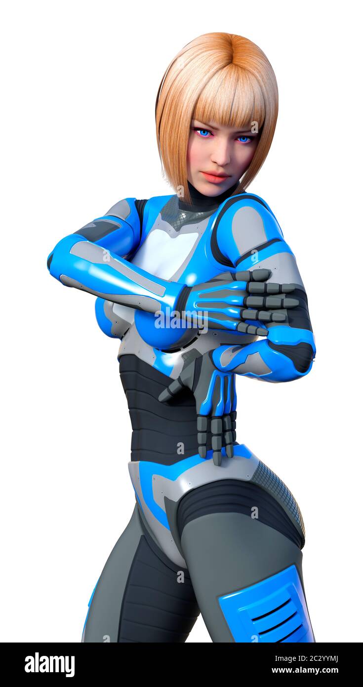 3D rendering of a female robot isolated on white background Stock Photo ...