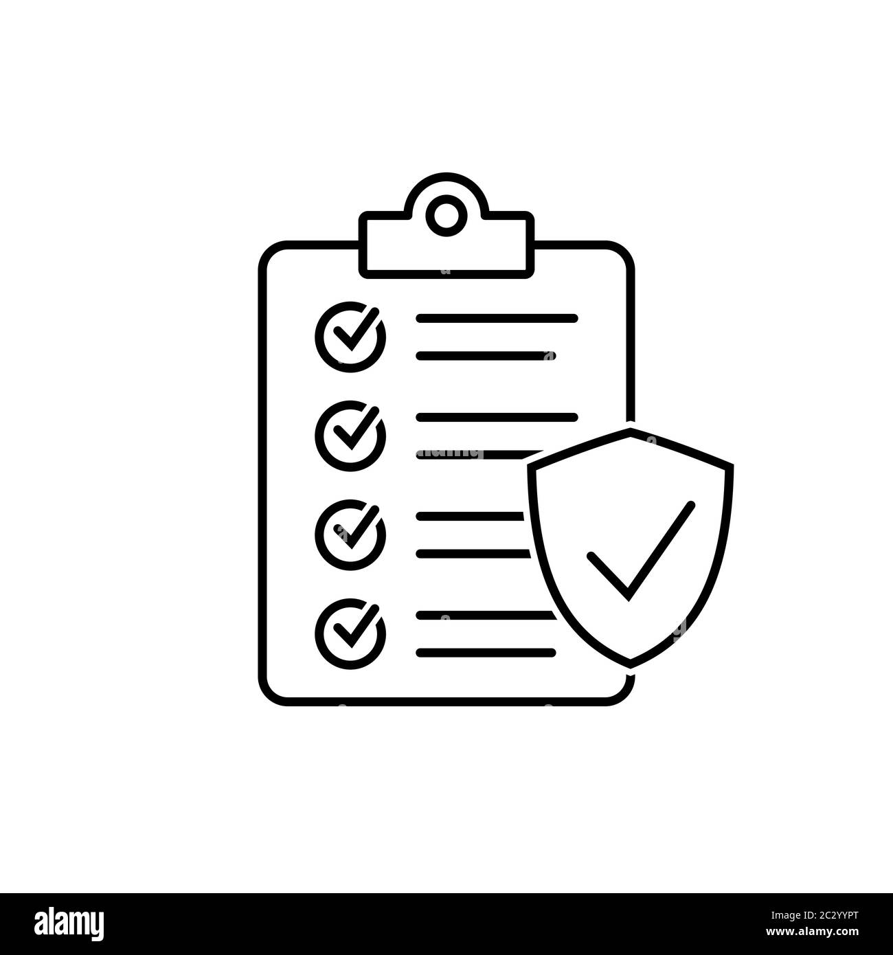 Clipboard with checklist and shield icon, Insurance policy icon, symbol ...