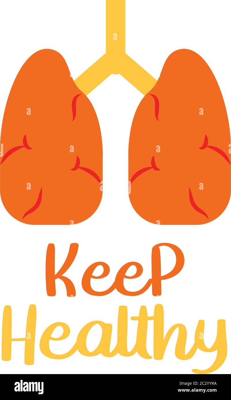 keep health lettering design with lungs icon over white background ...