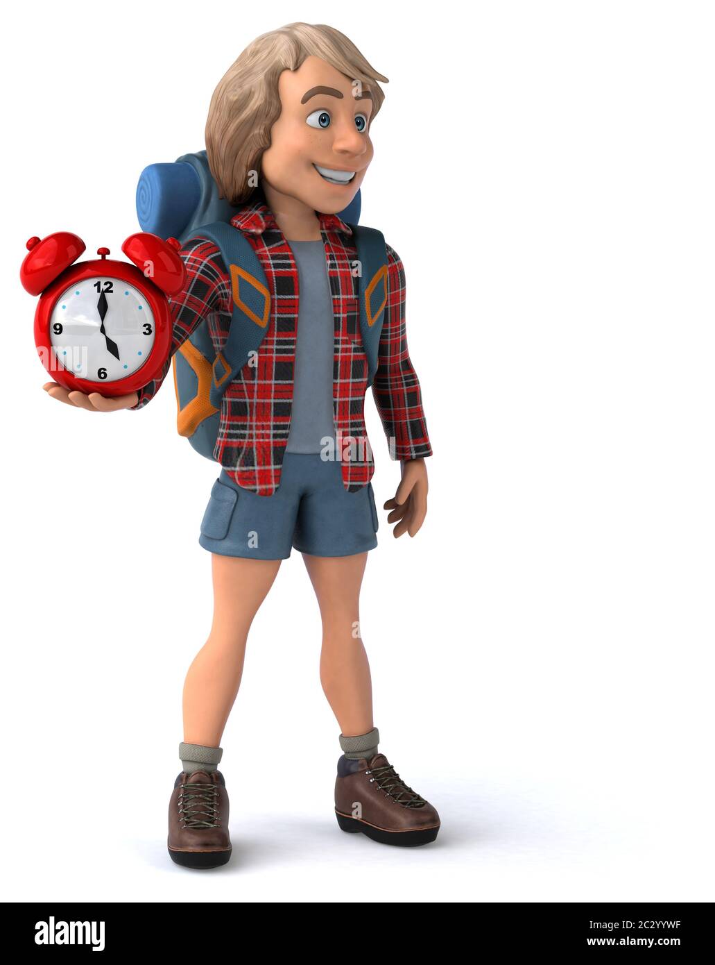 Fun backpacker cartoon guy Stock Photo - Alamy