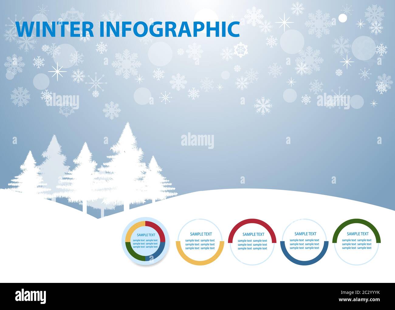 Winter infographic of round labels with half colored markings ready for ...