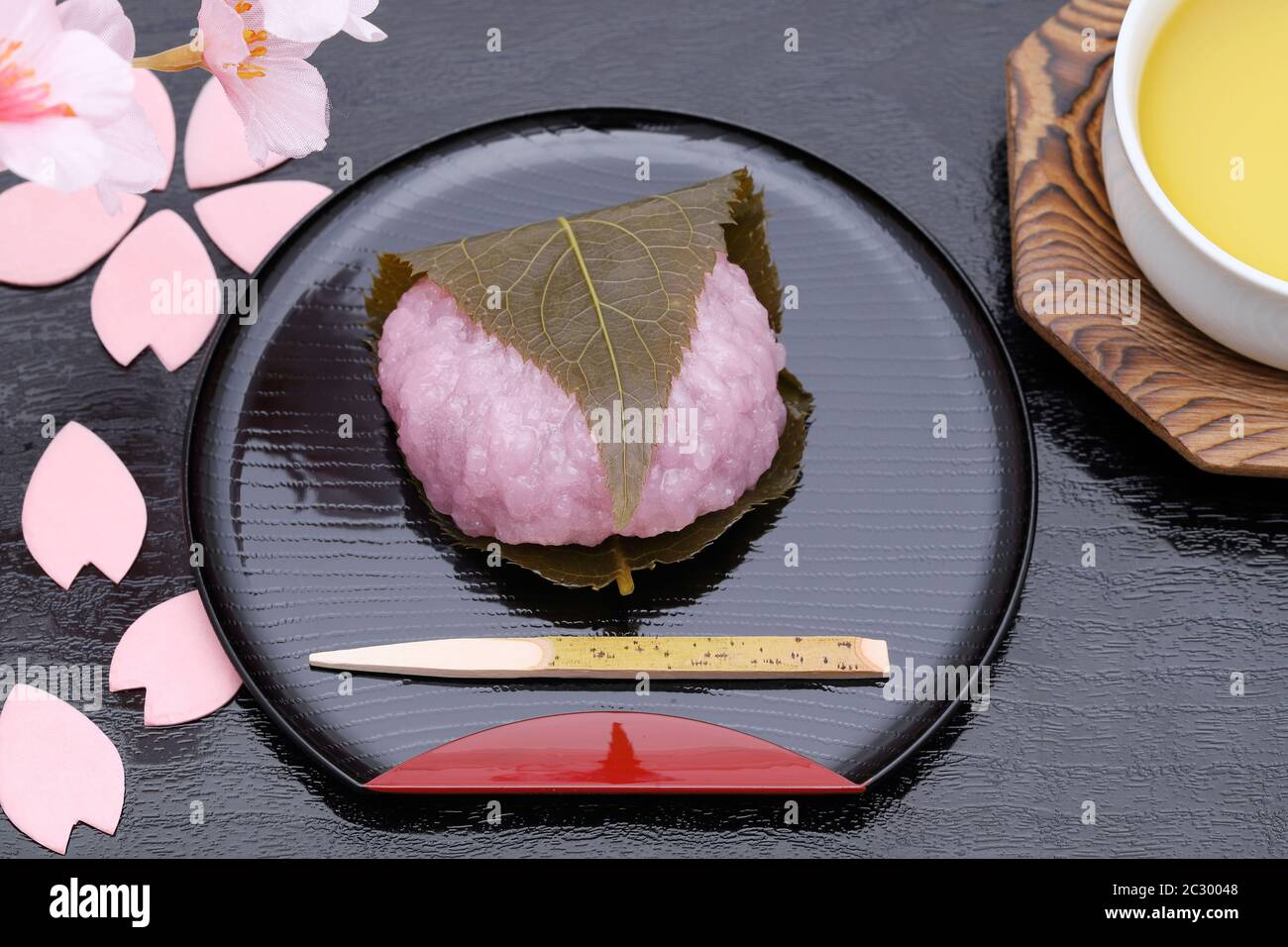 Japanese sakura mochi dessert for spring season sakura blossom made of ...