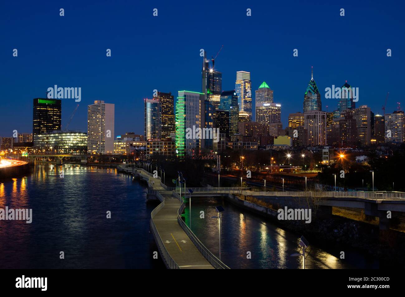 Philadelphia skyline night urban architecture hi-res stock photography ...