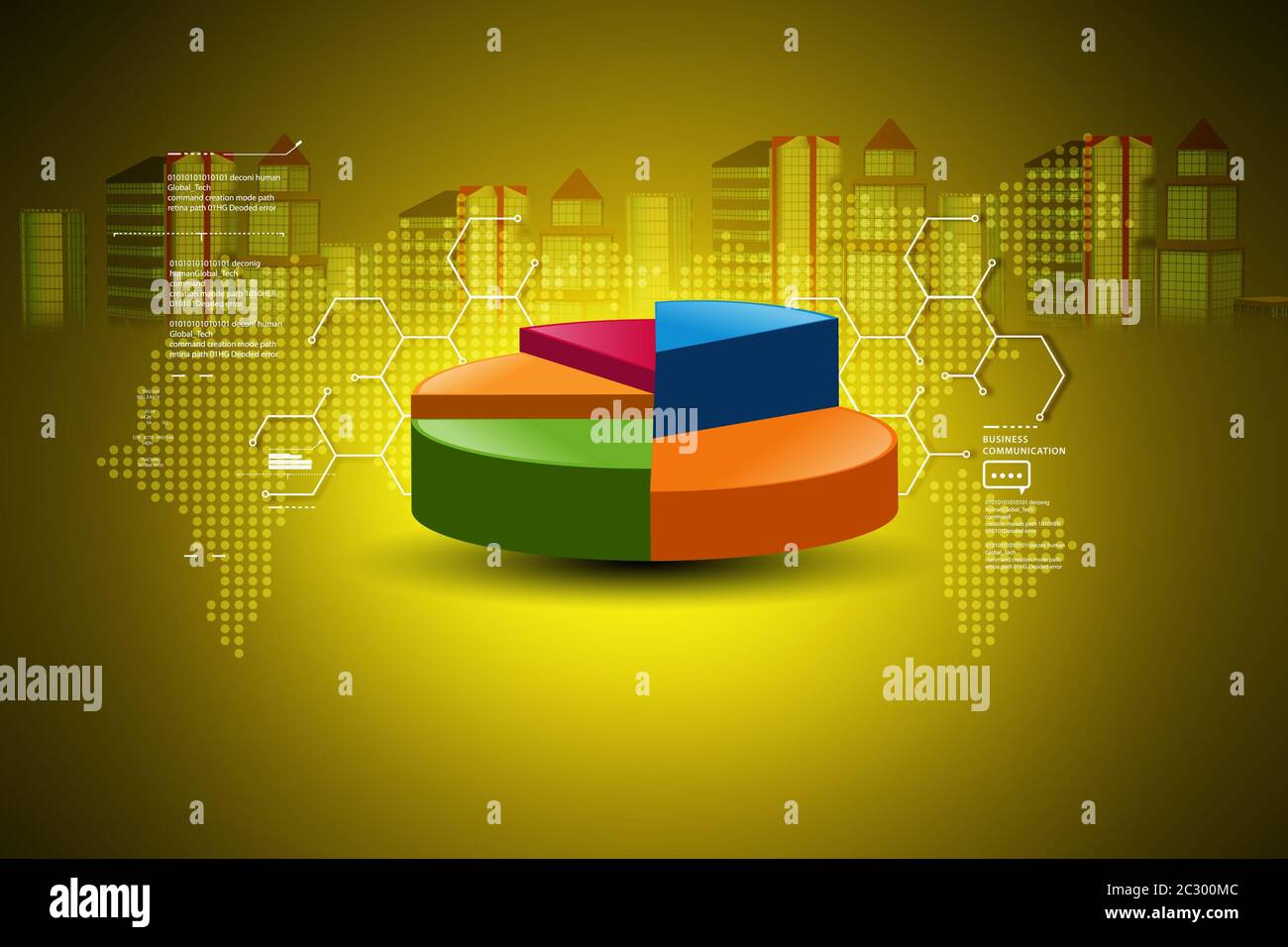 Pie chart in color background Stock Photo - Alamy