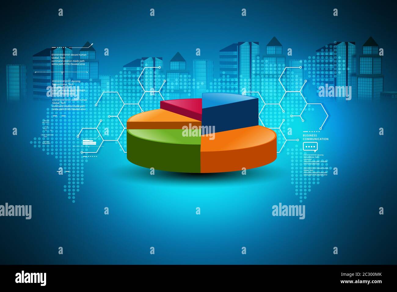 Pie chart in color background Stock Photo - Alamy